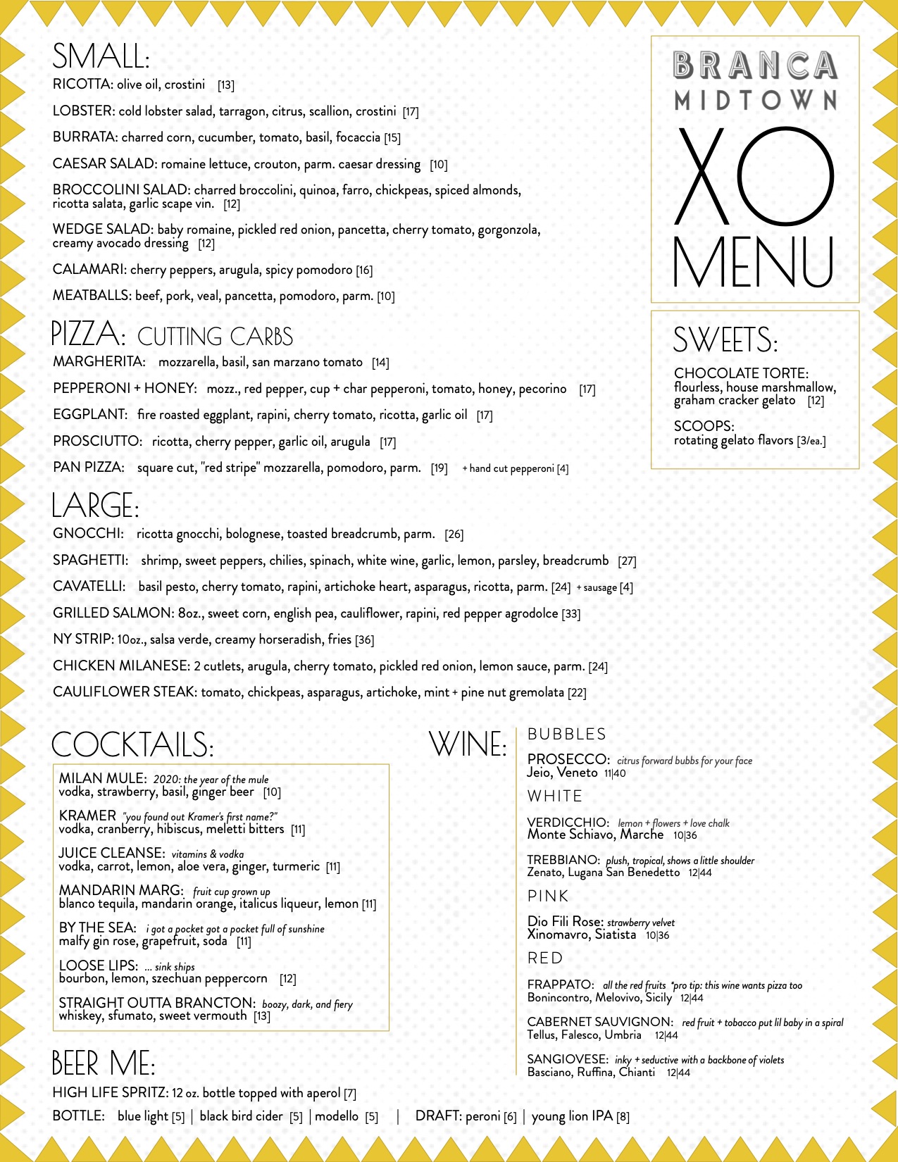 Dine In Menu | Branca Midtown