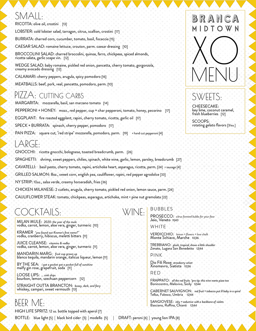 Dine In Menu | Branca Midtown
